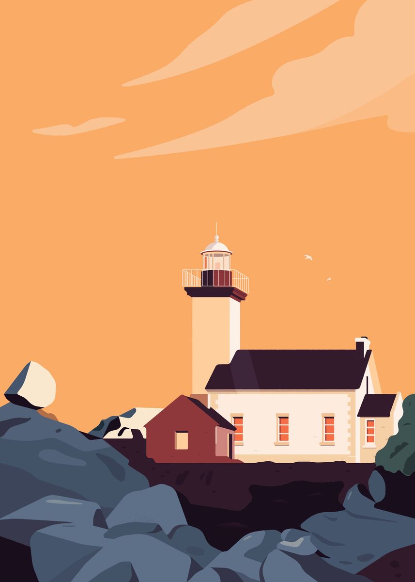 'Lighthouse' Poster, picture, metal print, paint by spinillu | Displate