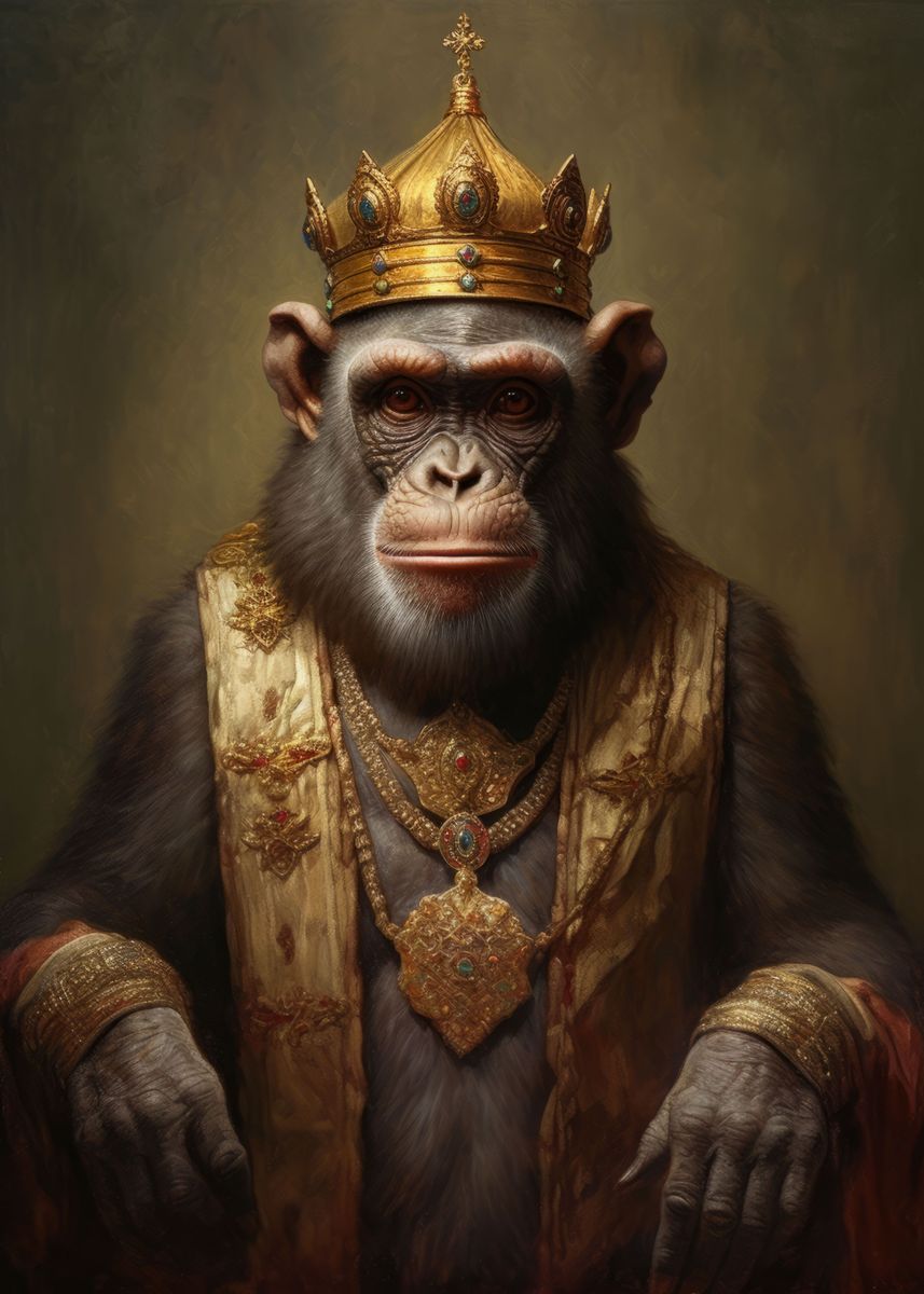 'King Chimpanzee' Poster, picture, metal print, paint by Frank Hirschle ...