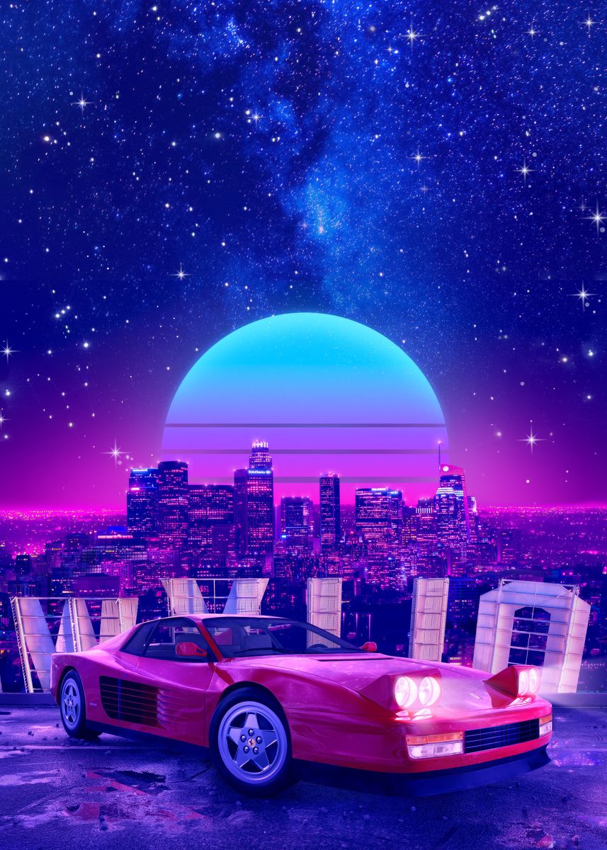 'Ferrari Testarossa Synth' Poster, picture, metal print, paint by Andy ...
