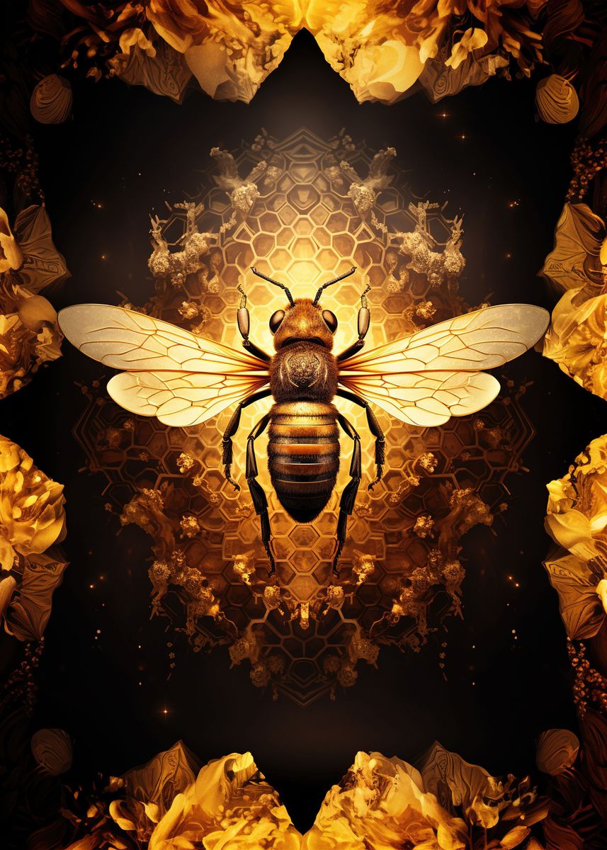 'The Golden Bee' Poster, picture, metal print, paint by Ilyrin | Displate