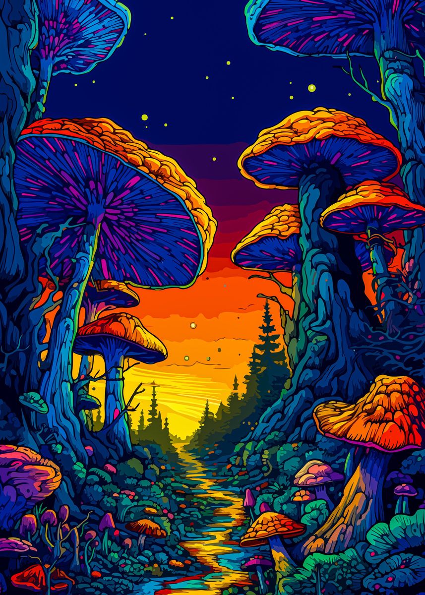 'Psychedelic mushroom 01' Poster by 68 template | Displate