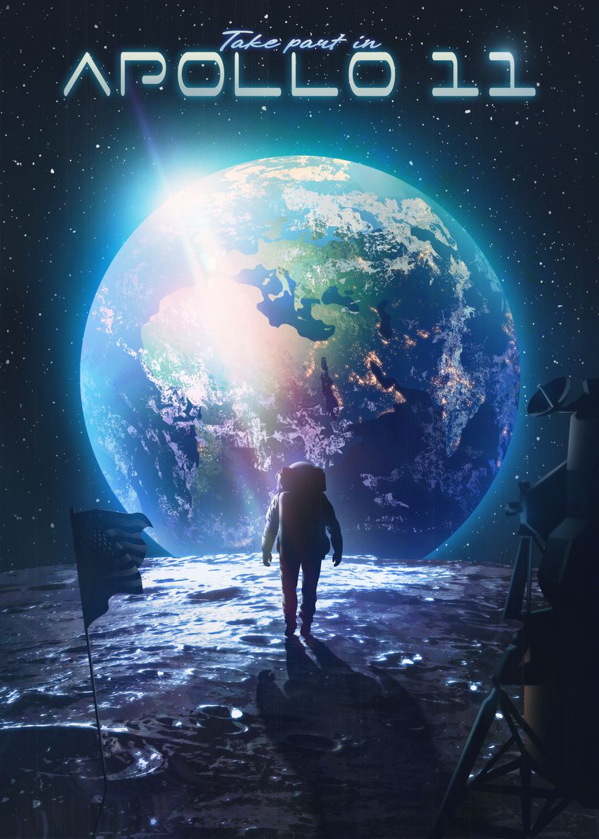 'Apollo 11 Geeky Travel' Poster, picture, metal print, paint by NASA ...