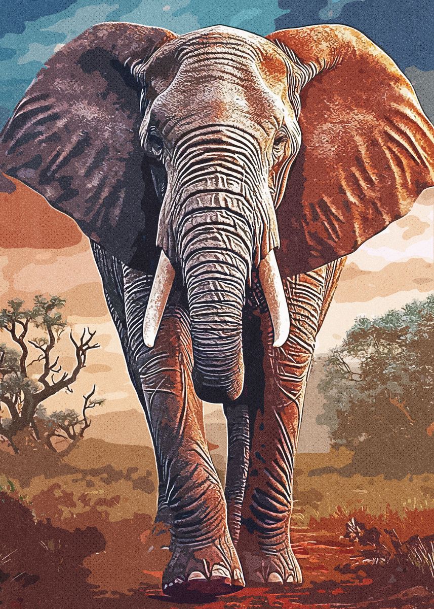 'Vintage Elephant' Poster, picture, metal print, paint by Coffee Design ...