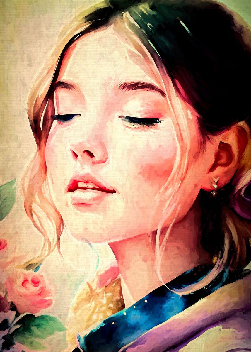 'girl watercolor 1' Poster, picture, metal print, paint by Brian Vegas ...