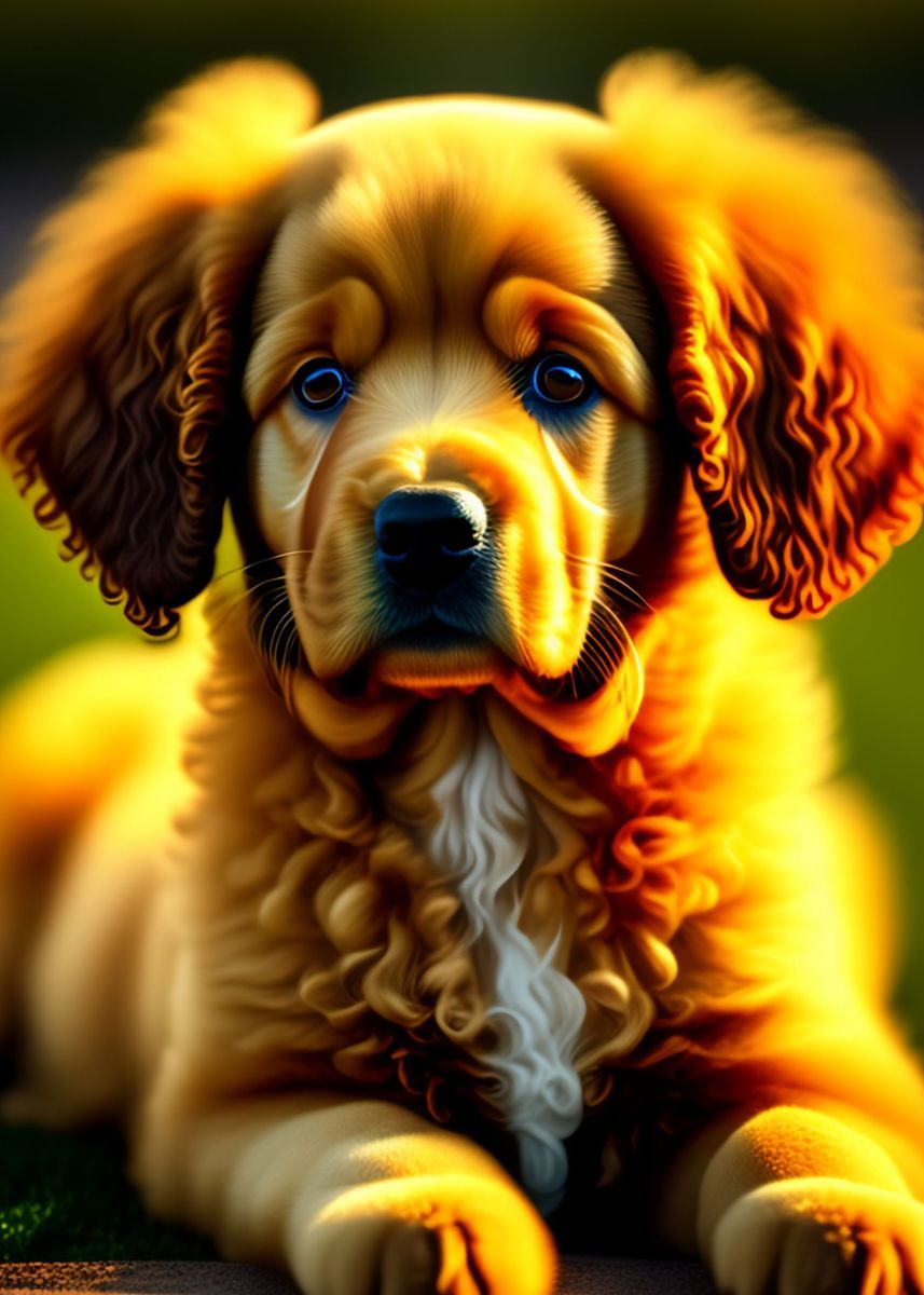'CUTE YELLOW DOG' Poster, picture, metal print, paint by PENGDUA XYZ ...