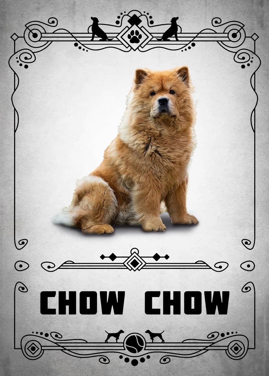 'Chow Chow' Poster, picture, metal print, paint by Bo Kev | Displate