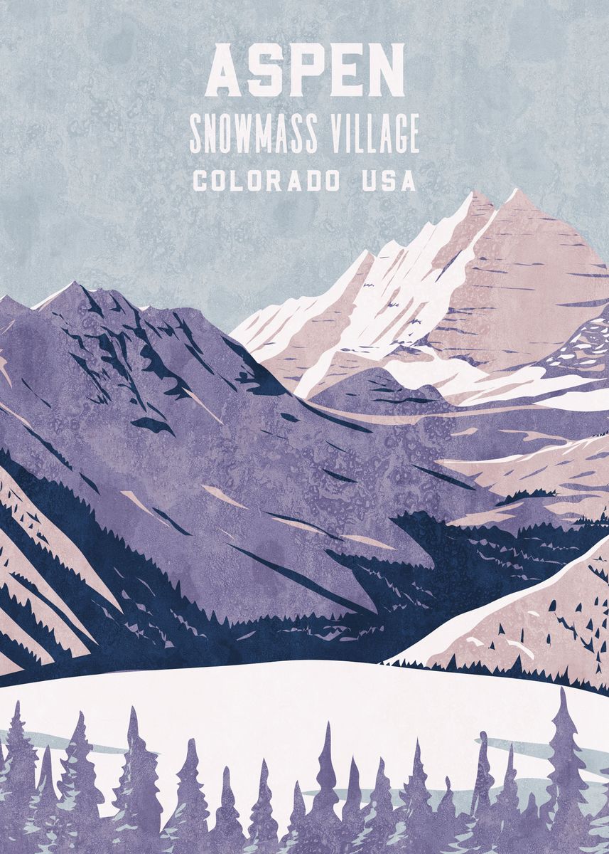 'Aspen Snowmass' Poster, picture, metal print, paint by Jordan Holmes ...