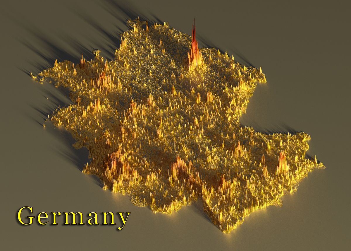 'Germany Pop Density Map' Poster by Mikhail Okrochkov | Displate
