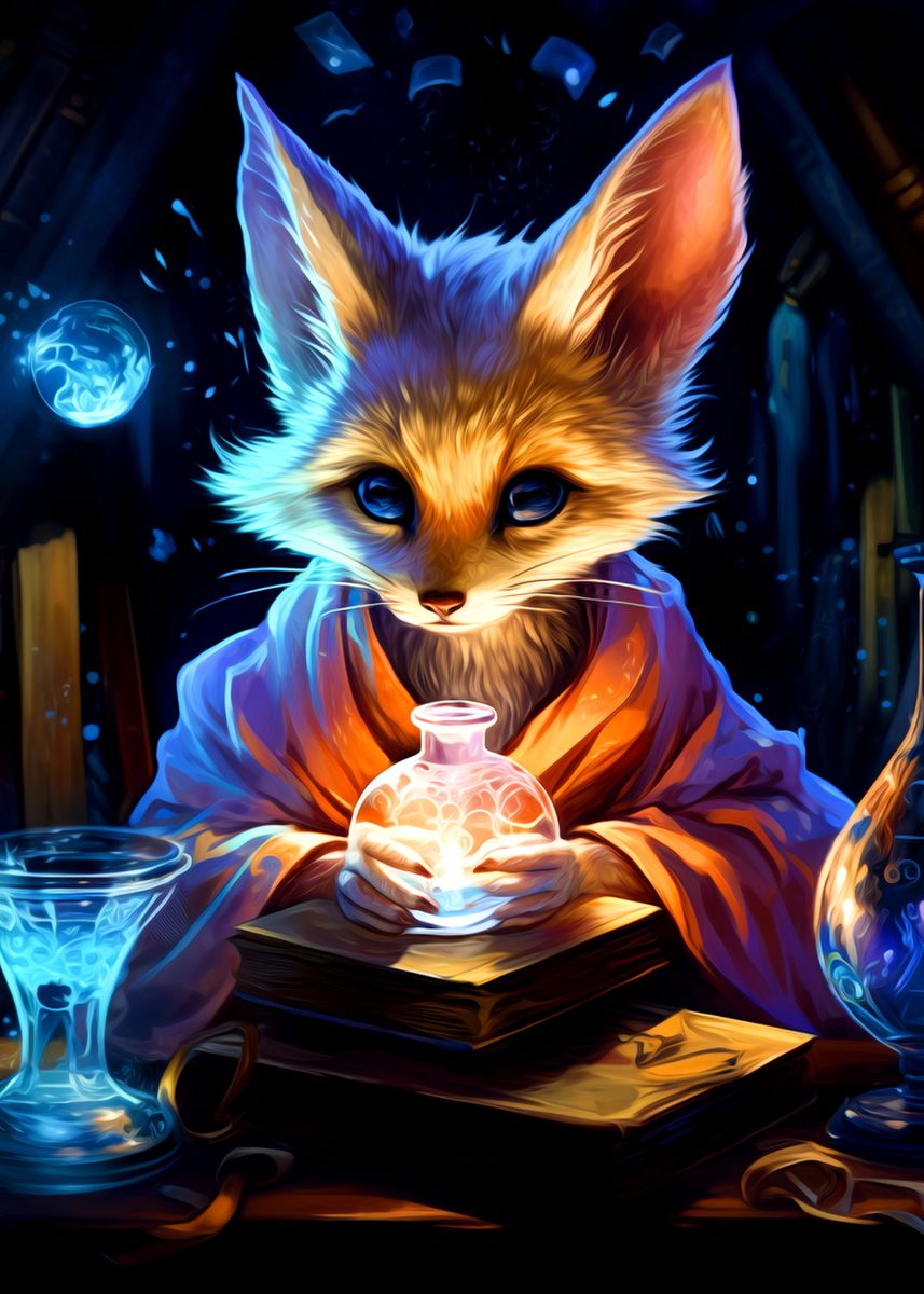 'Fox Wizard' Poster, picture, metal print, paint by khoa doan | Displate