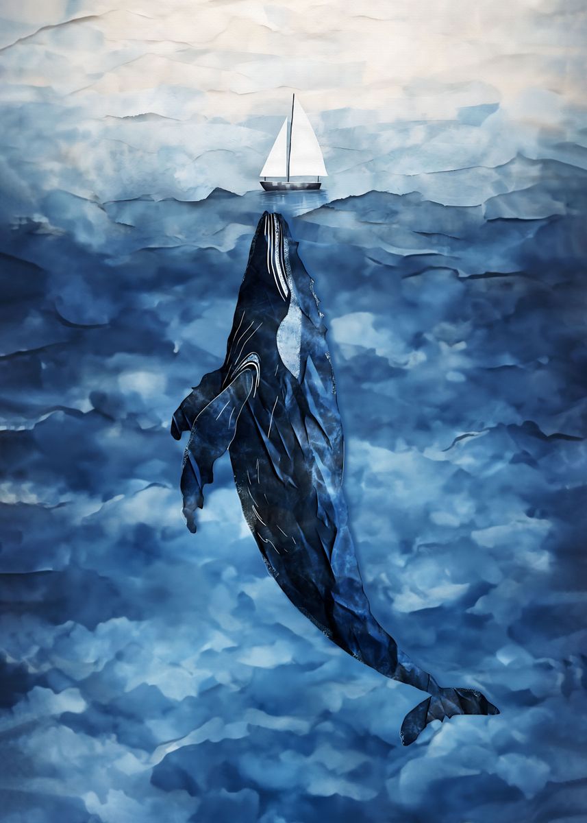 'Jonah and the whale' Poster, picture, metal print, paint by Cris de Almeida | Displate