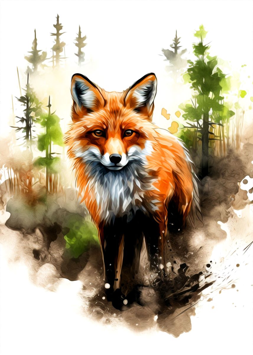 'Fox' Poster, picture, metal print, paint by vincen pham | Displate