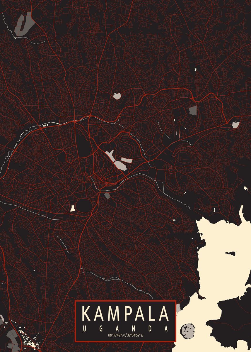 'Kampala City Map Vector' Poster, picture, metal print, paint by deMAP ...