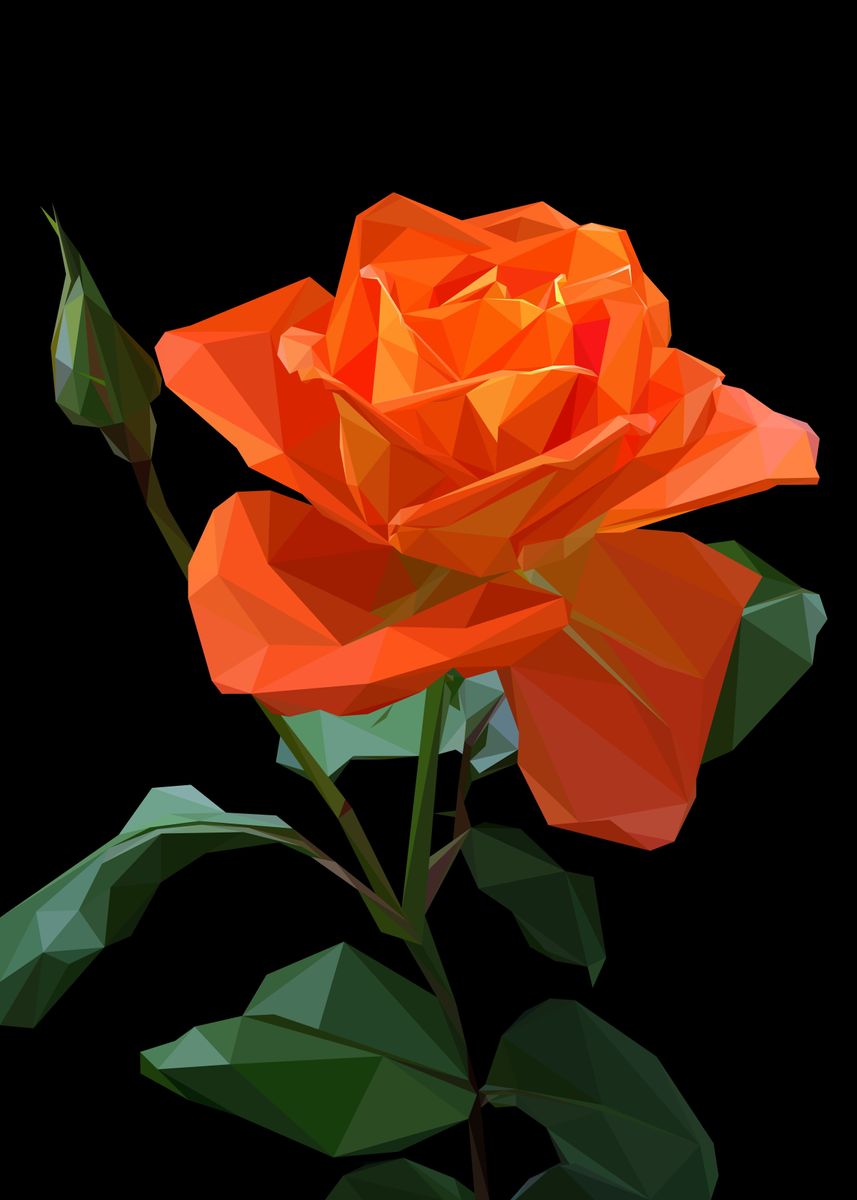 'Rose Orange Color Low Poly' Poster by YOGA ART15 | Displate