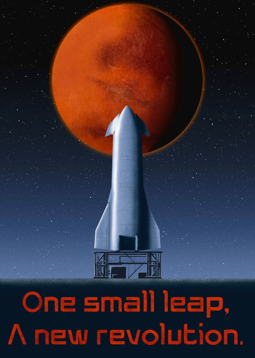 'Spacex Rocket To Mars' Poster, picture, metal print, paint by Kieran ...