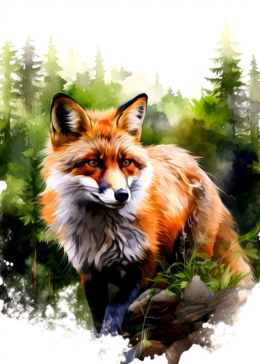 'Fox' Poster, picture, metal print, paint by vincen pham | Displate