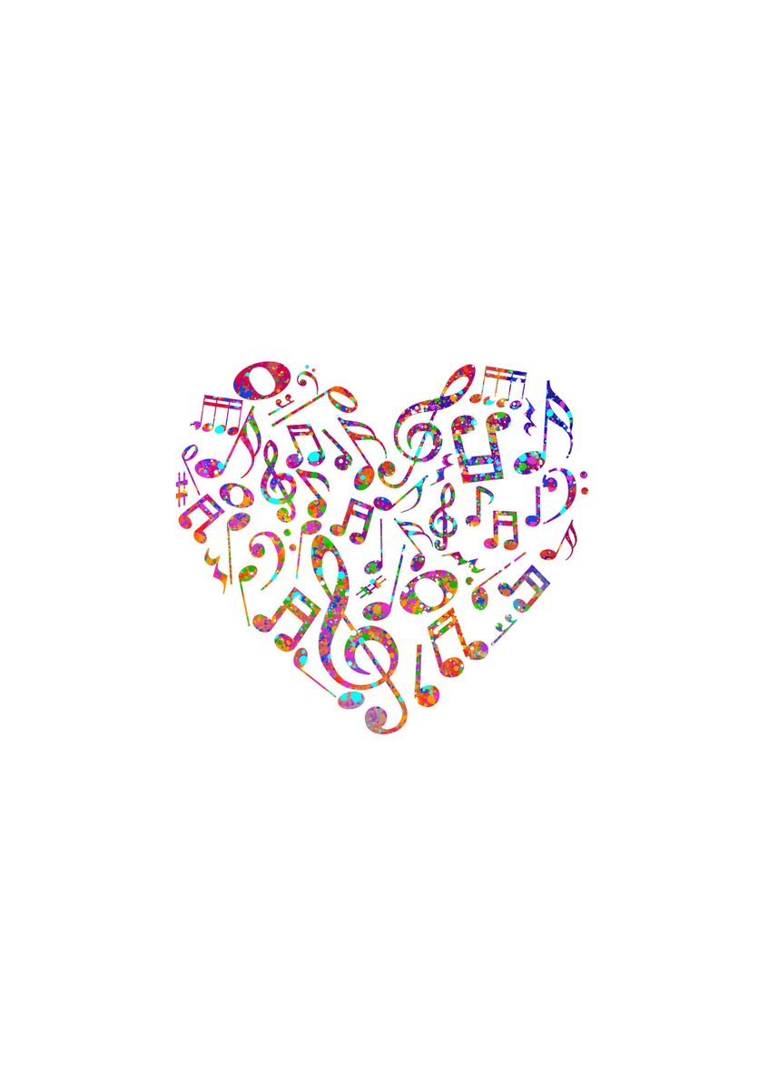 'musical note heart' Poster, picture, metal print, paint by Andersen ...