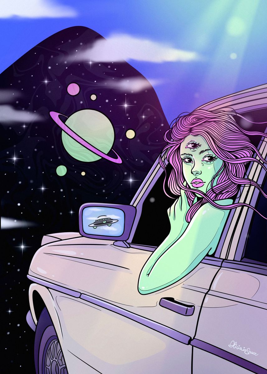 'Galaxy Trip' Poster, picture, metal print, paint by Alicia | Displate