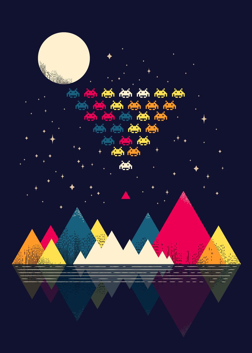 'Classic Space Invaders' Poster, picture, metal print, paint by rocket ...