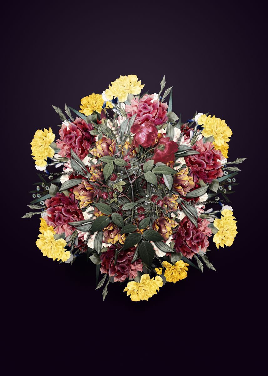 'Velvet China Rose Wreath' Poster, picture, metal print, paint by Holy ...