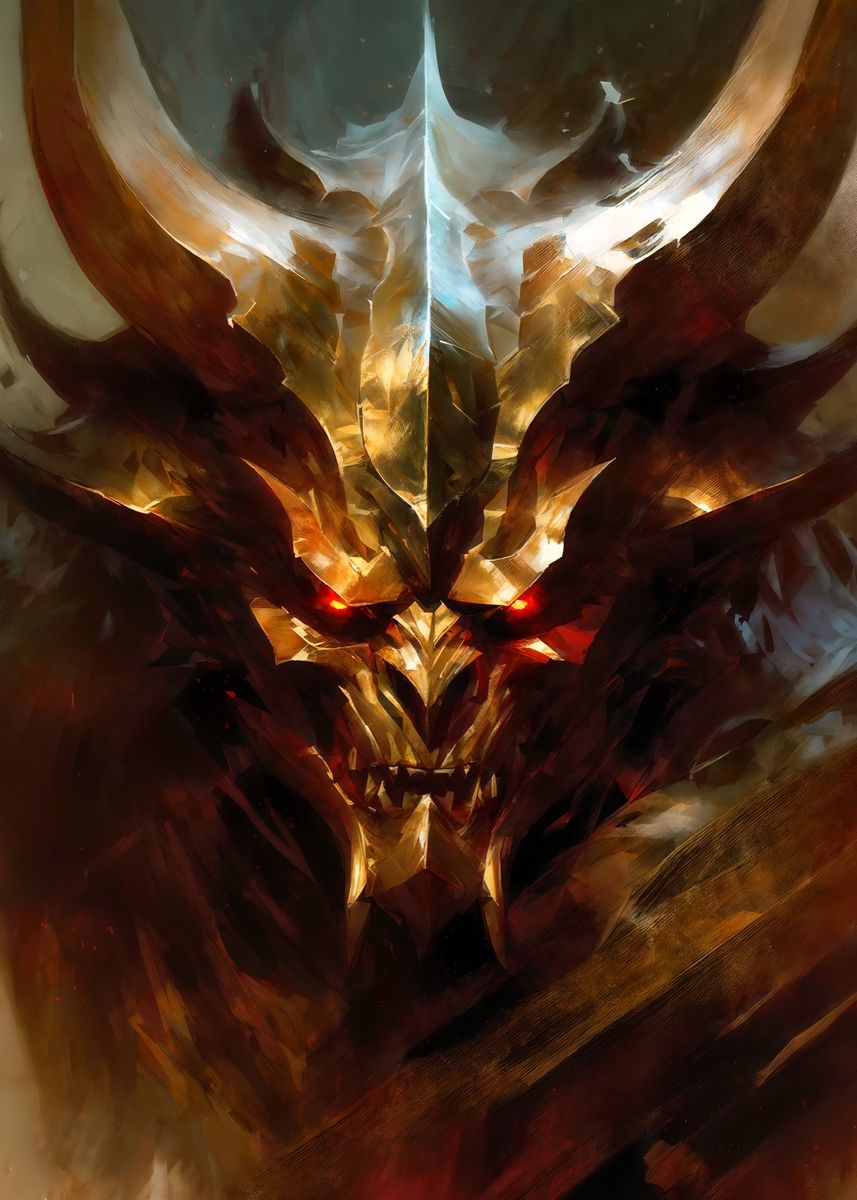 'Face of the earth demon' Poster, picture, metal print, paint by Lukasz ...