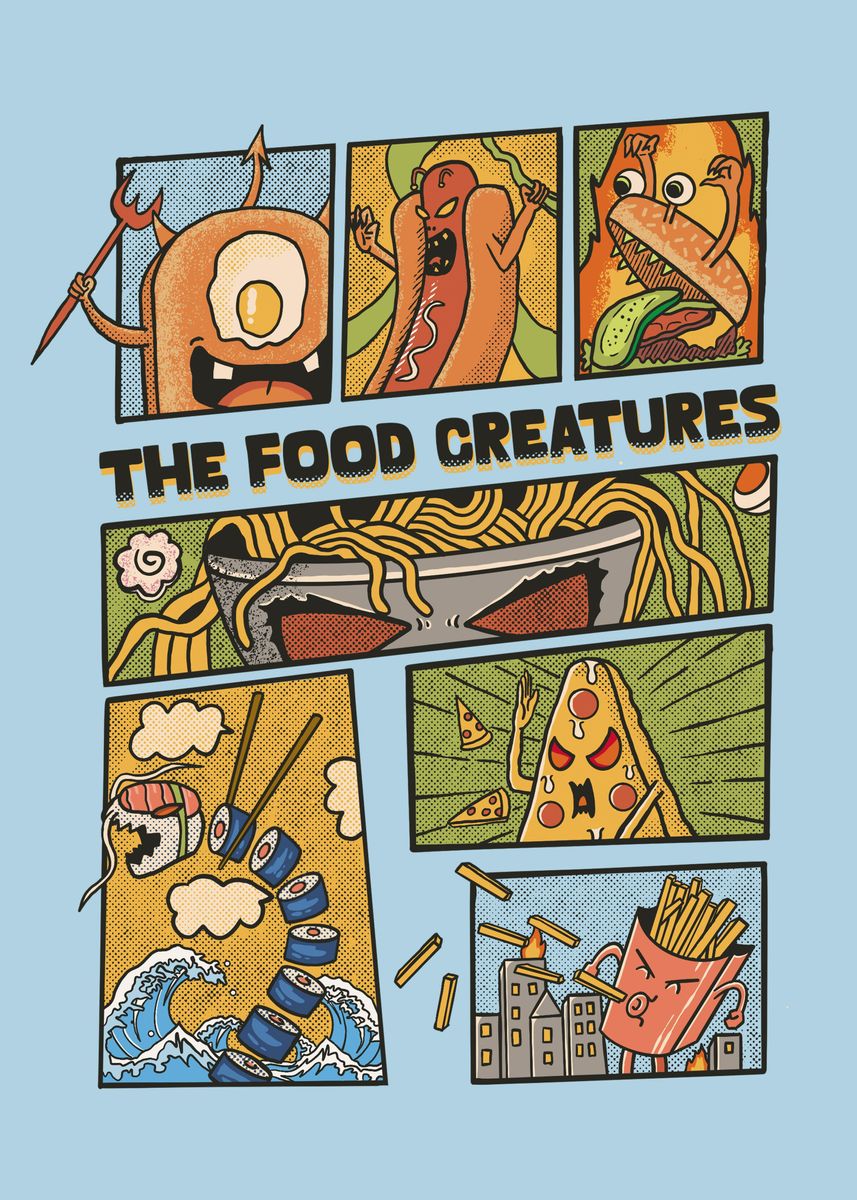 'Creature of food' Poster, picture, metal print, paint by nofa aji ...