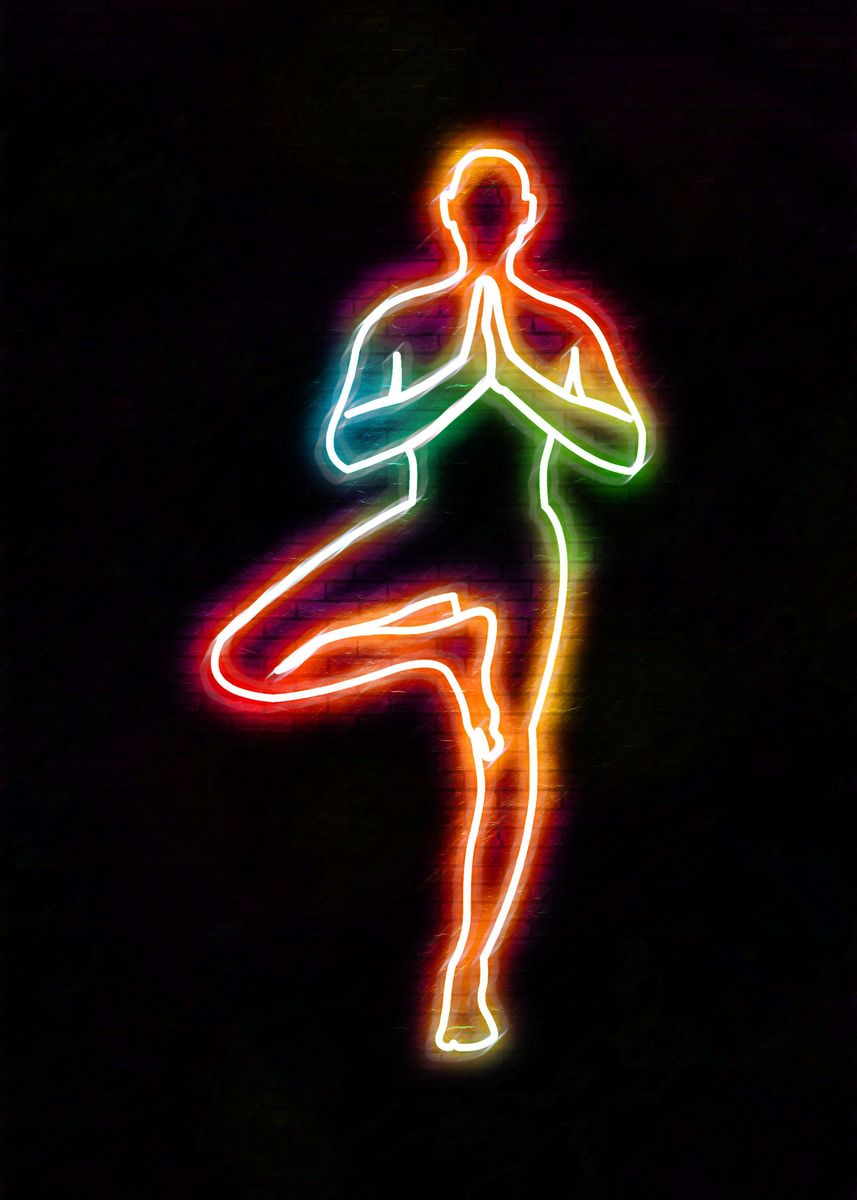 'yoga tree pose' Poster, picture, metal print, paint by Izmo Scribbles ...