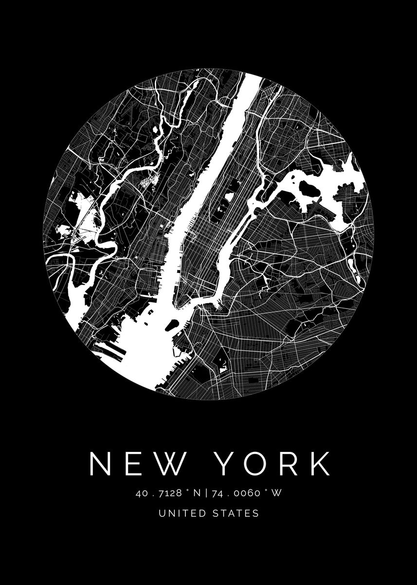 'New York City Circle Map' Poster by mcmtdesigns | Displate
