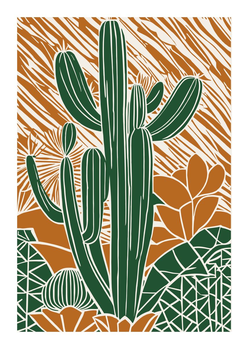 'Cactus Texas Poster' Poster, picture, metal print, paint by ...