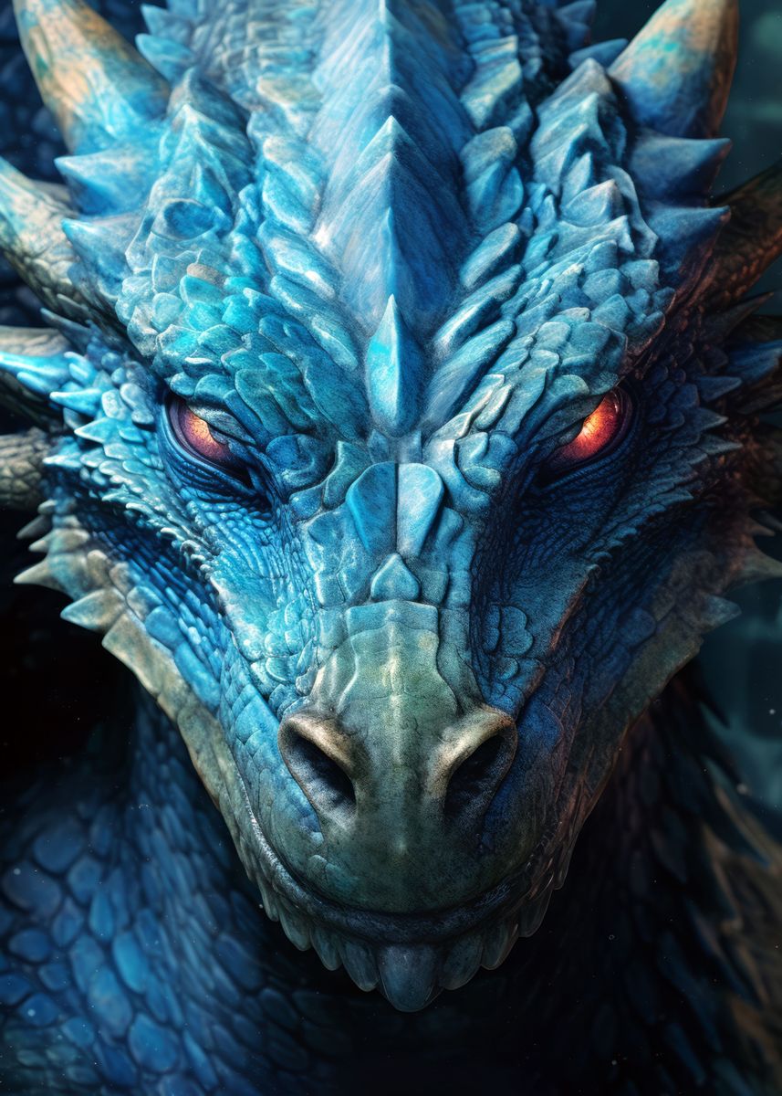 'Blue Dragon Head' Poster by FavoritePlates | Displate