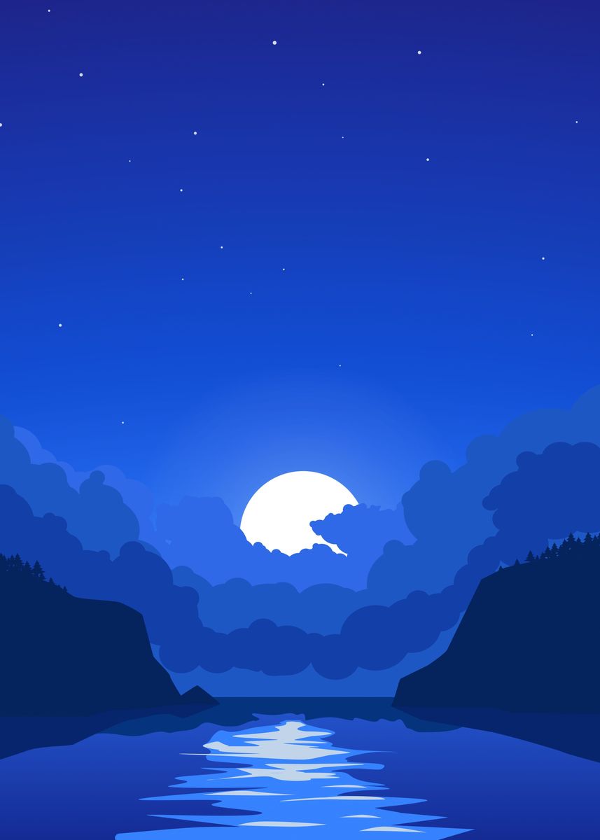 'Night View' Poster, picture, metal print, paint by Fantasy Lord | Displate