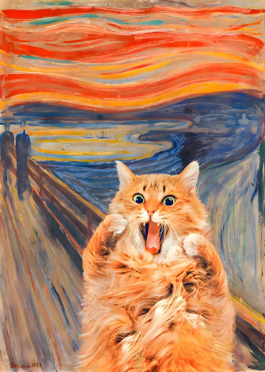 'The Scream Cat ' Poster, picture, metal print, paint by outdoorway ...