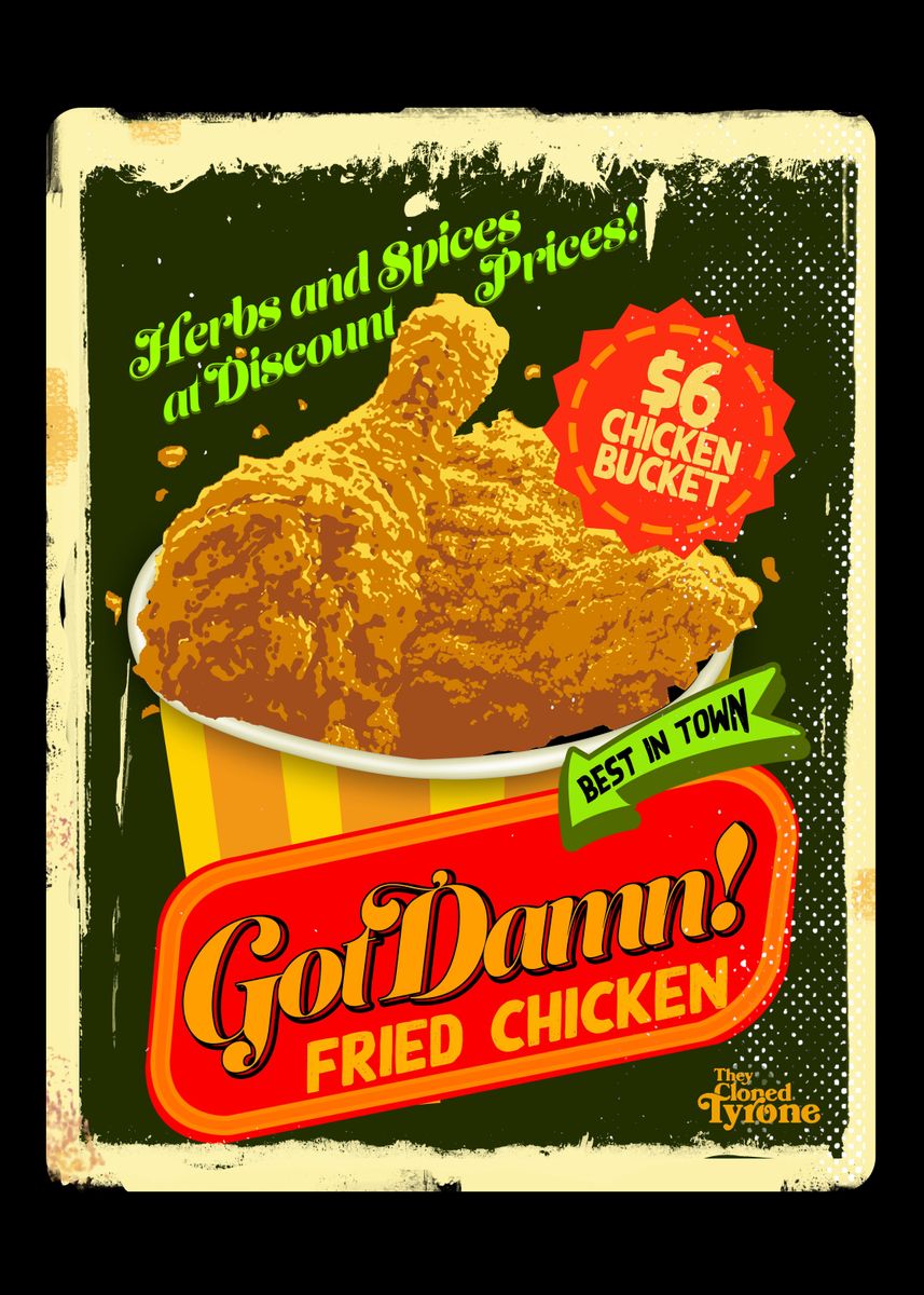 'They cloned tyrone chicken' Poster, picture, metal print, paint by ...