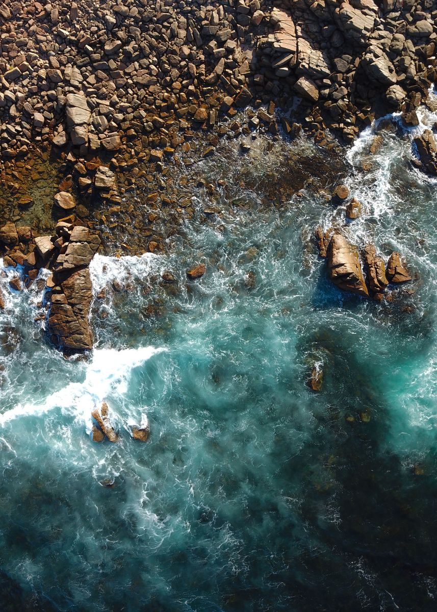 'Rock and Waves' Poster, picture, metal print, paint by hyodaii daiichi | Displate