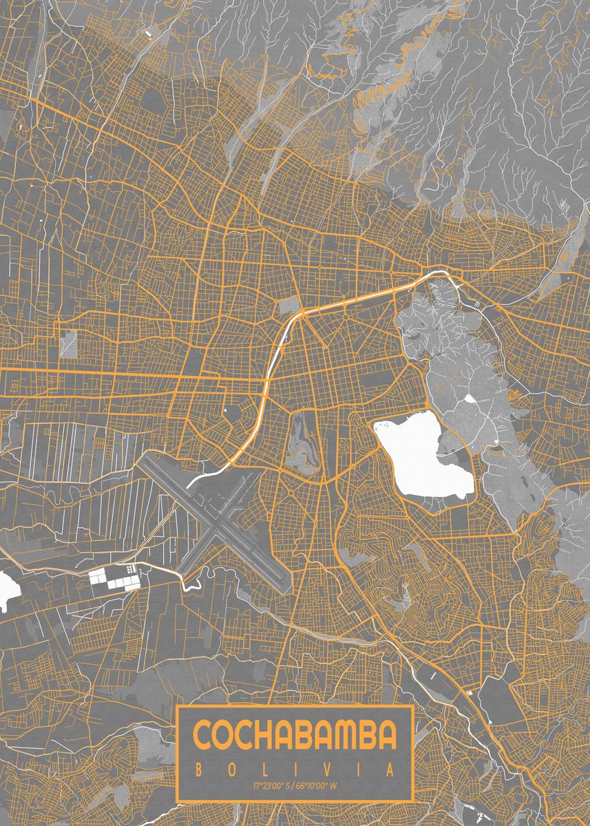 'Cochabamba Map Bauhaus' Poster by deMAP Studio | Displate
