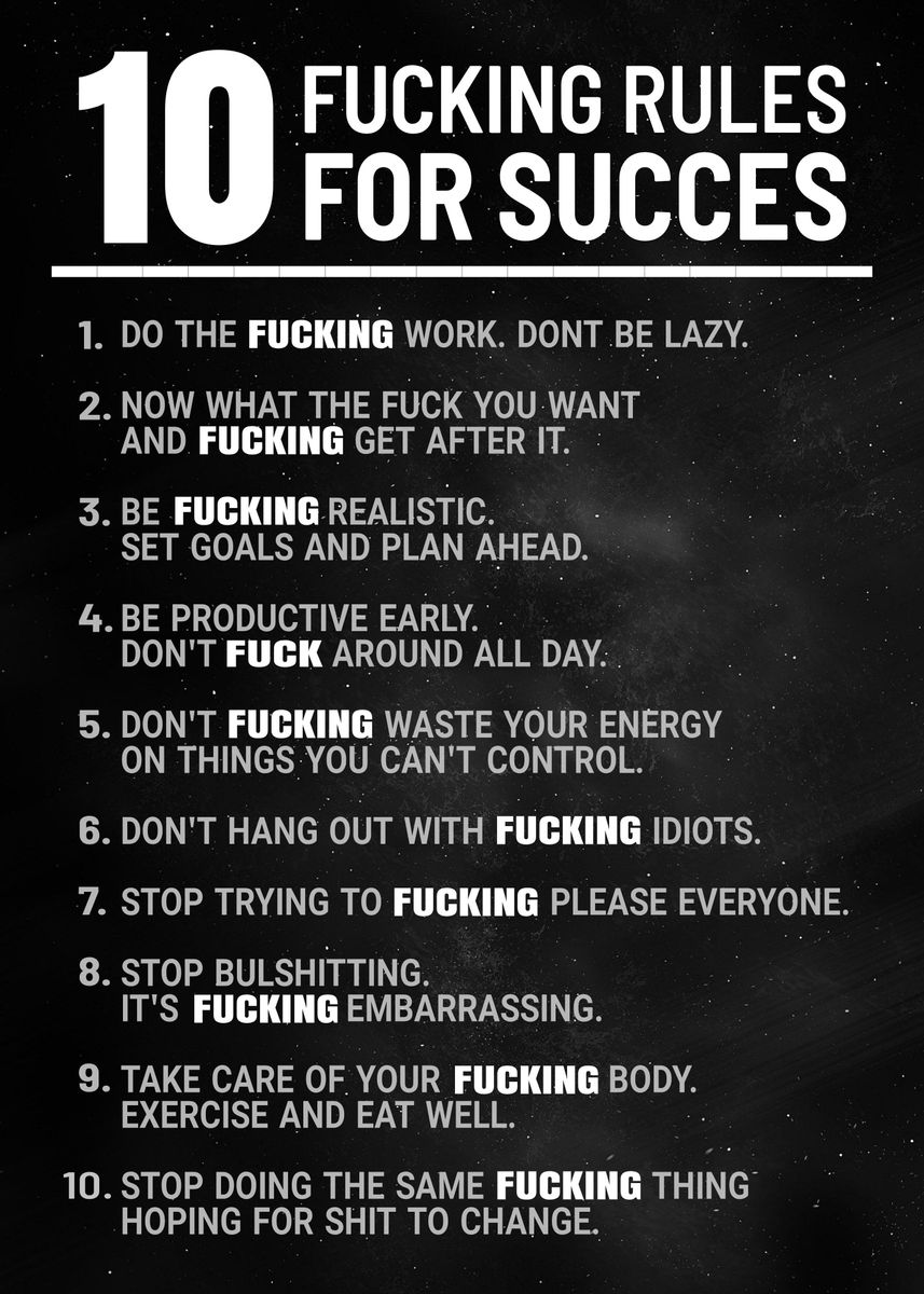 '10 Rules For Succes' Poster, picture, metal print, paint by Angela ...