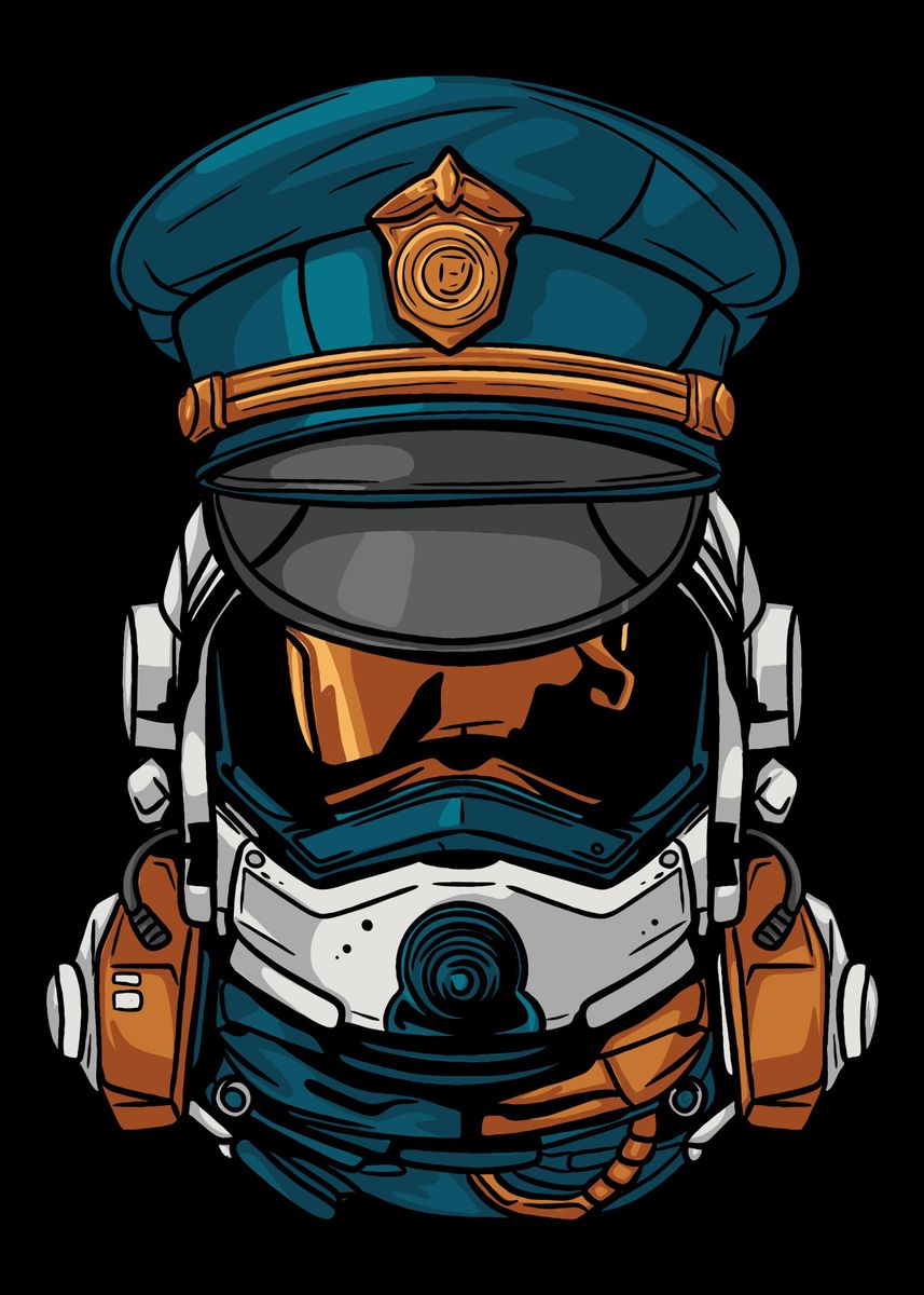 'Police Officer Astronaut' Poster, picture, metal print, paint by ...