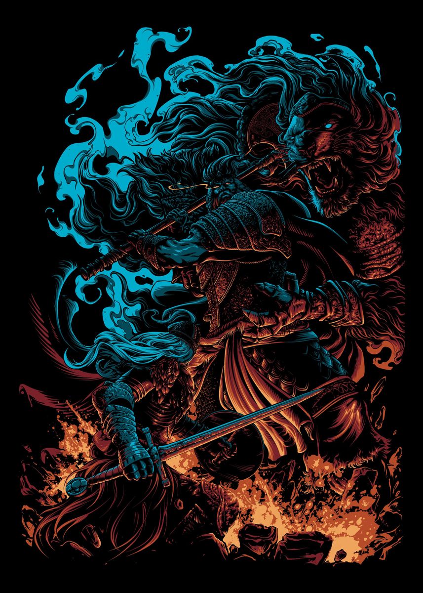 'Warriors Rage' Poster, picture, metal print, paint by Findtees | Displate