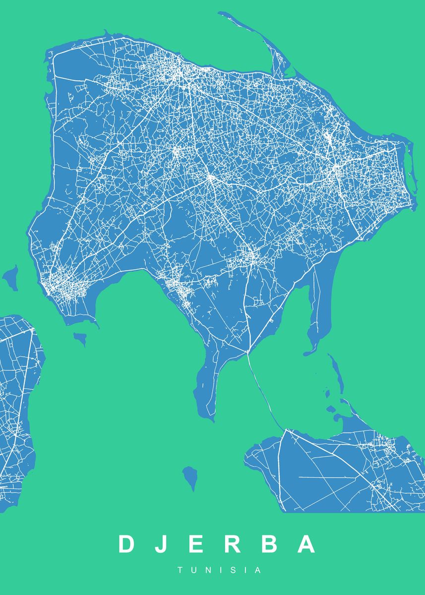 'DJERBA TUNISIA' Poster, picture, metal print, paint by UrbanMaps ...