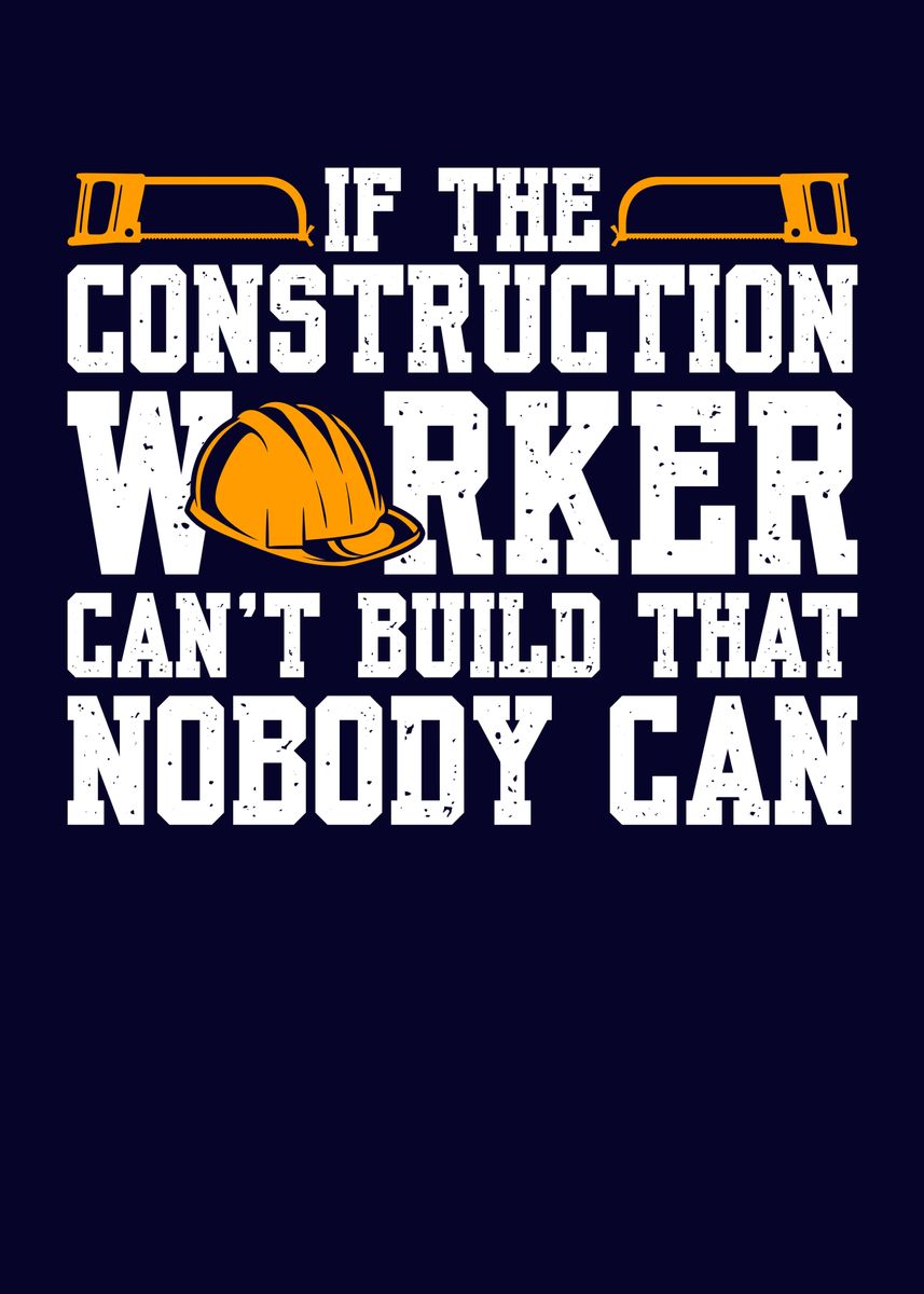 'Funny Construction Worker' Poster, picture, metal print, paint by ...