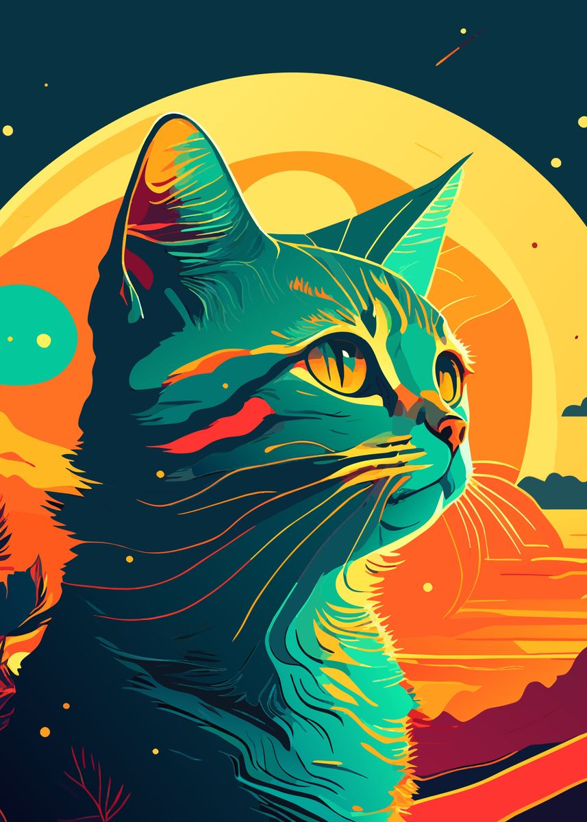 'Colorful Cat' Poster, picture, metal print, paint by crbn design ...