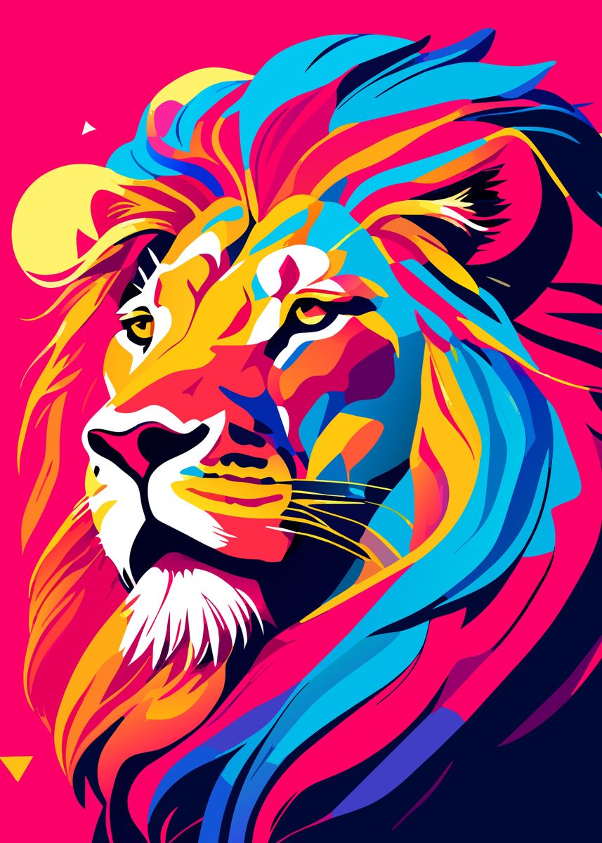 'Colorful Lion' Poster, picture, metal print, paint by crbn design ...