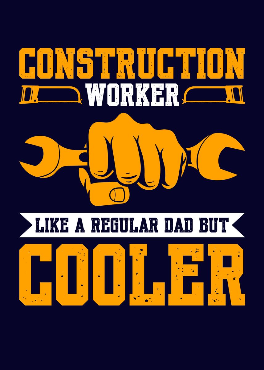 'Funny Construction Worker' Poster, picture, metal print, paint by ...