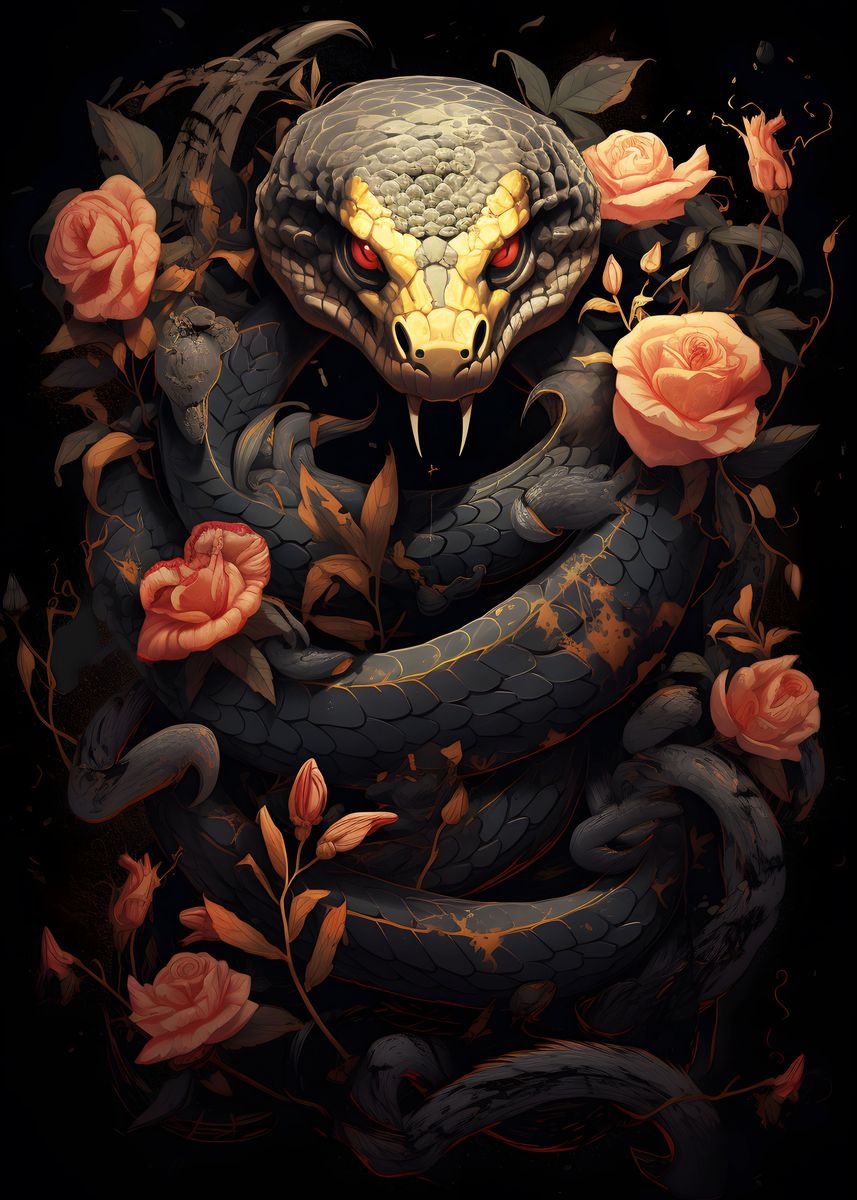 'Ritual Python' Poster, picture, metal print, paint by OhadOron | Displate