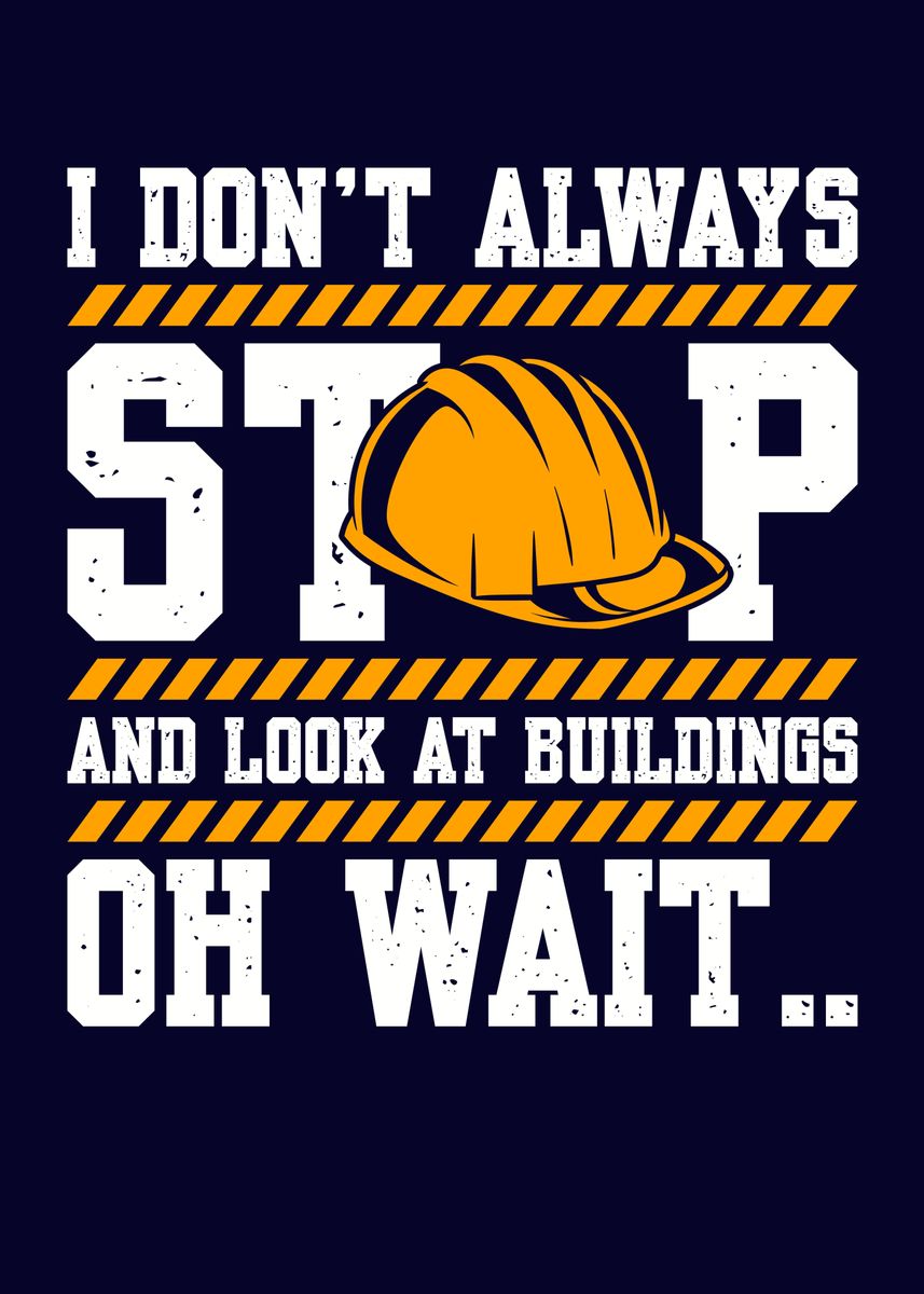 'Funny Construction Worker' Poster, picture, metal print, paint by ...