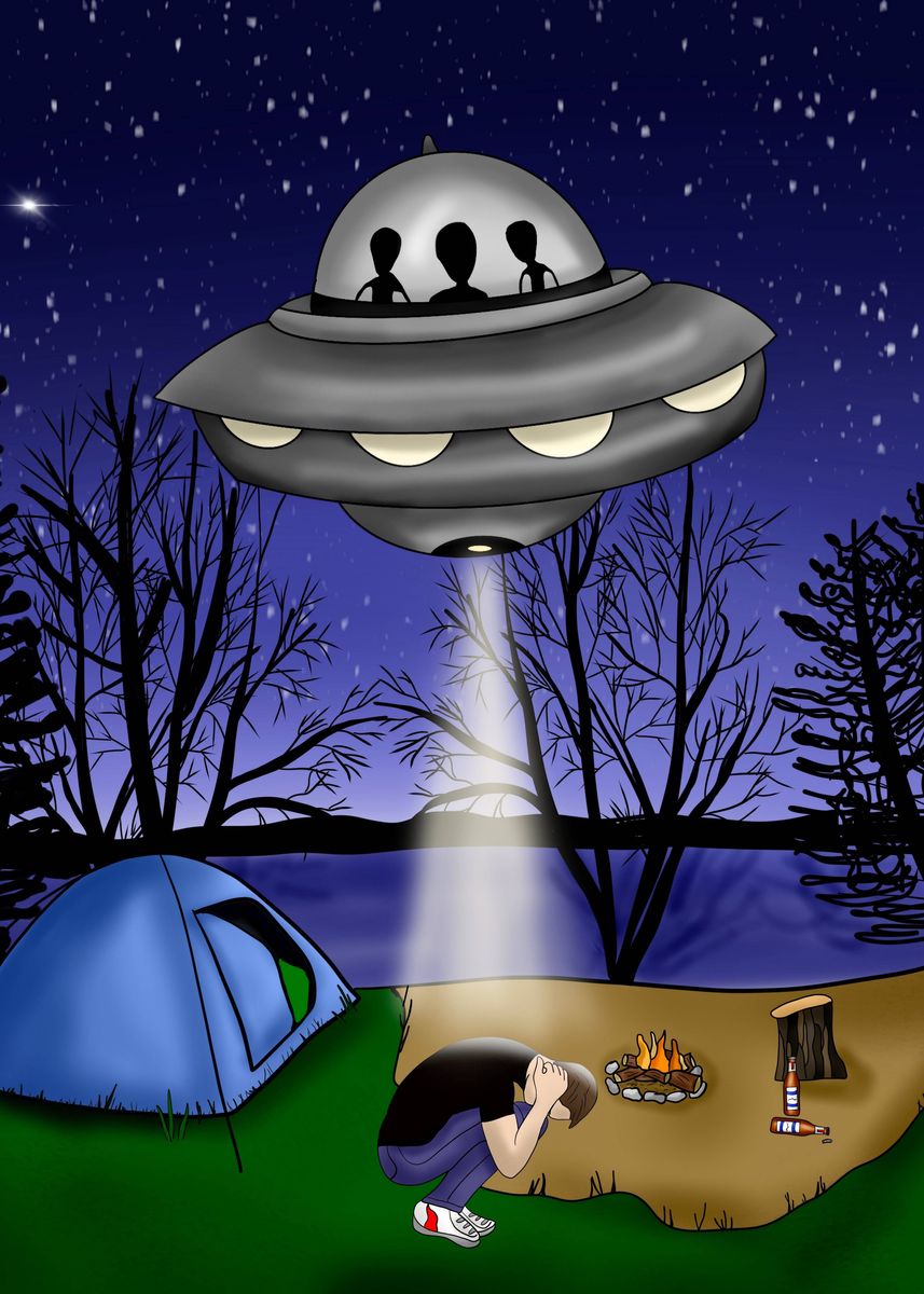 'UFO Abduction' Poster, picture, metal print, paint by Lisa Hilton ...