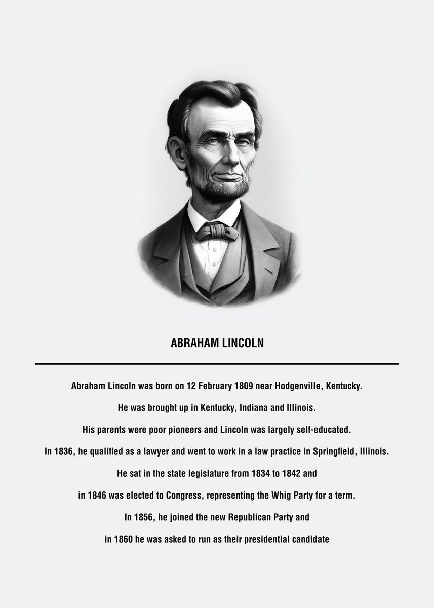 'Abraham Lincoln' Poster, picture, metal print, paint by d Quote | Displate