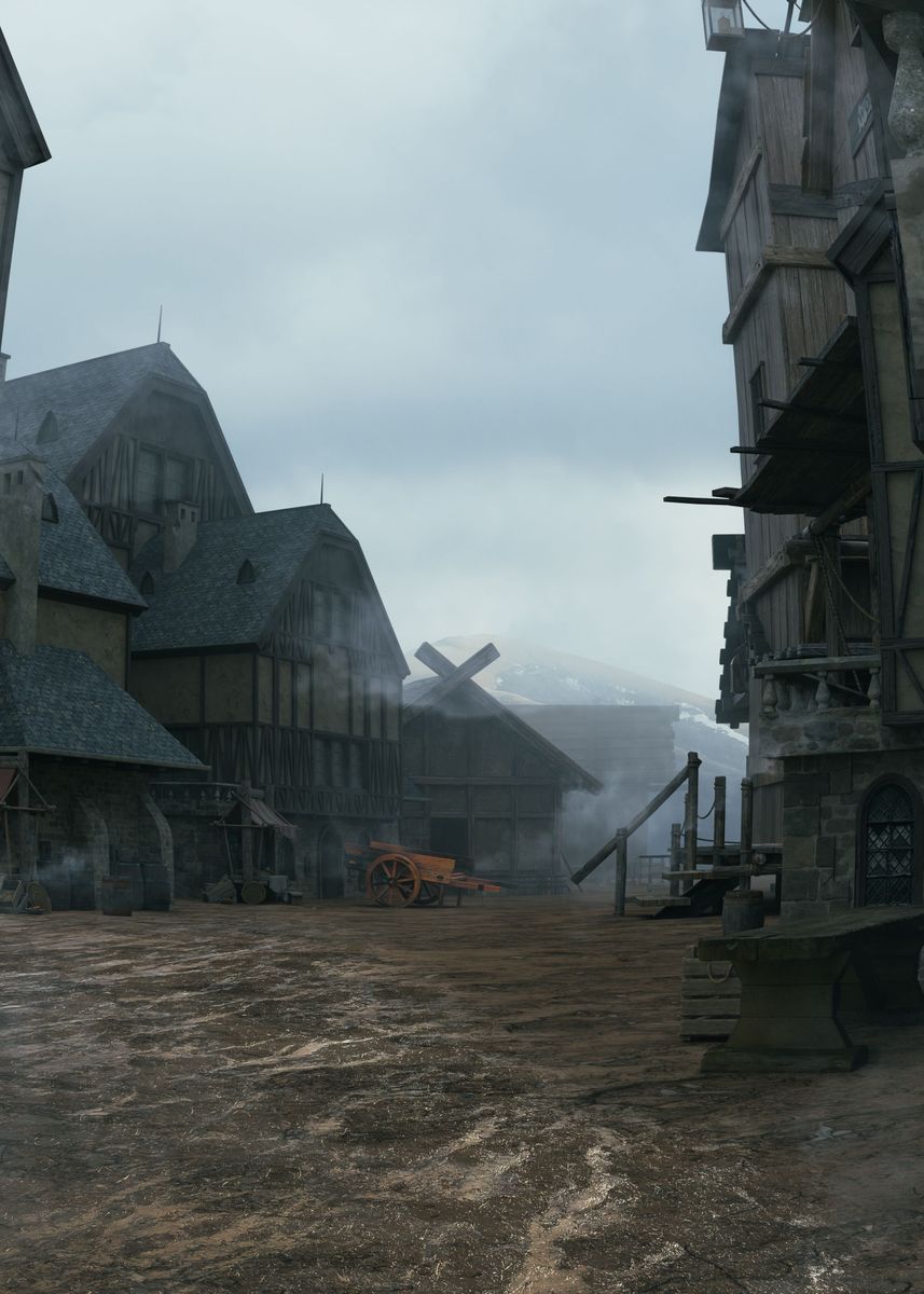 'Old Town' Poster, picture, metal print, paint by Shaheen Khan | Displate