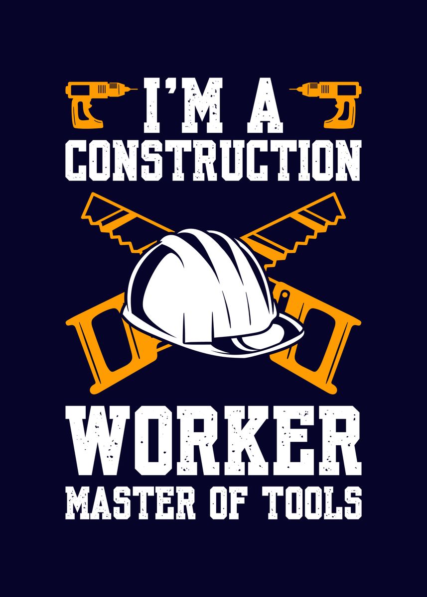 'Funny Construction Worker' Poster, picture, metal print, paint by ...