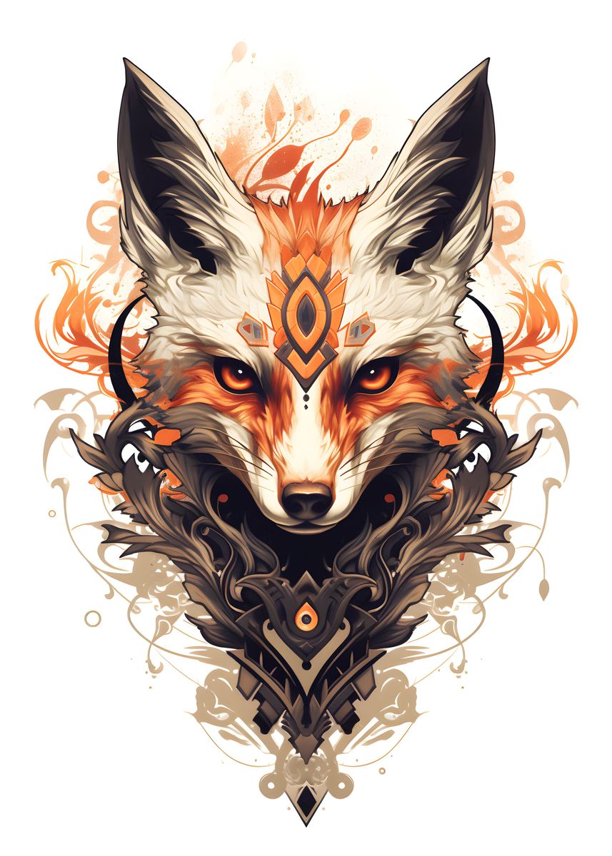 'Ritual Fox' Poster, picture, metal print, paint by OhadOron | Displate