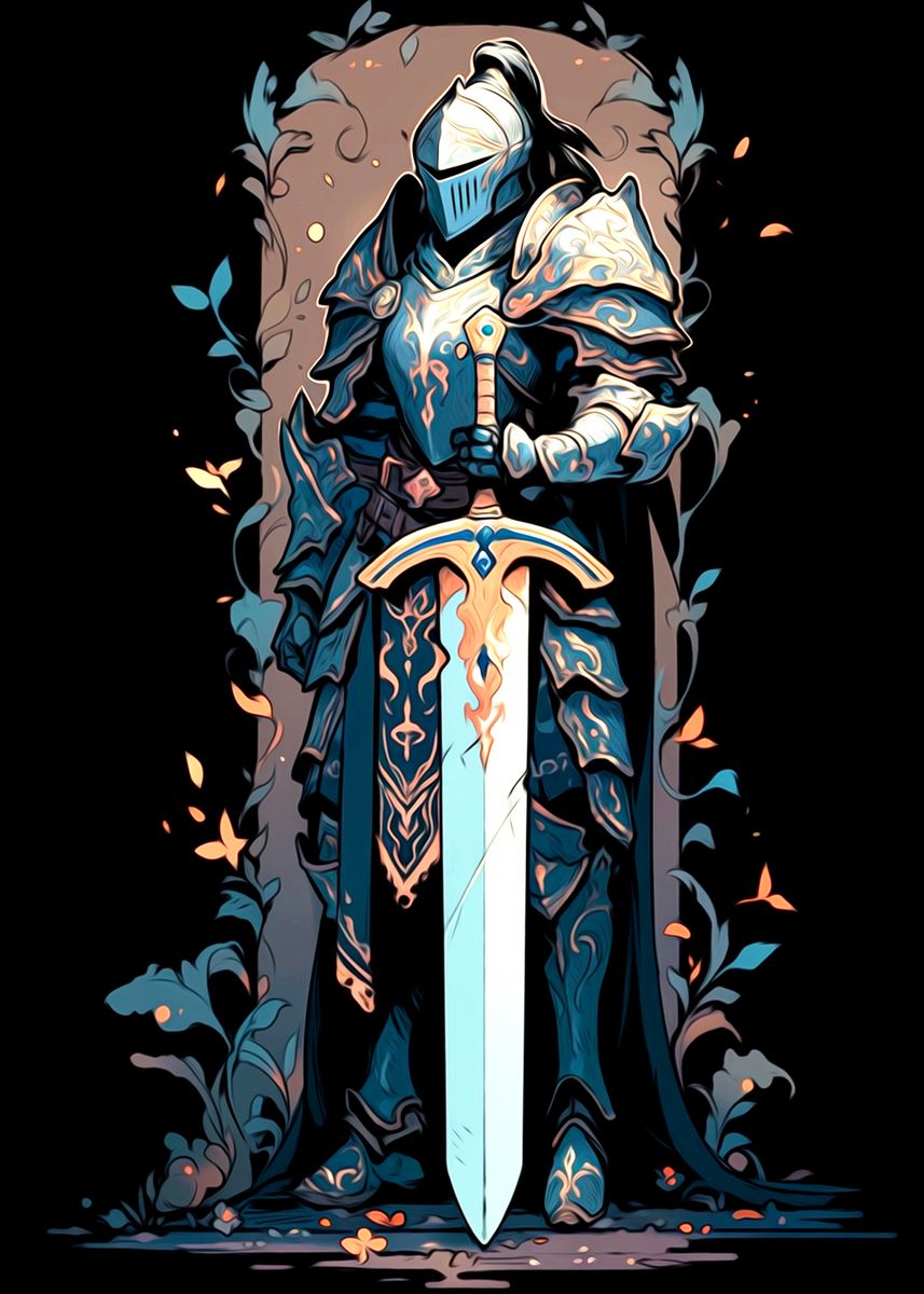 'Fantasy Knight' Poster, picture, metal print, paint by Michael Jones ...